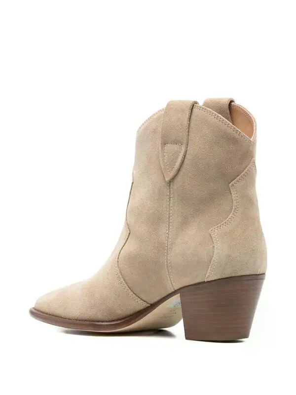 ANNA F. Beige Leather Pointed Toe Boots