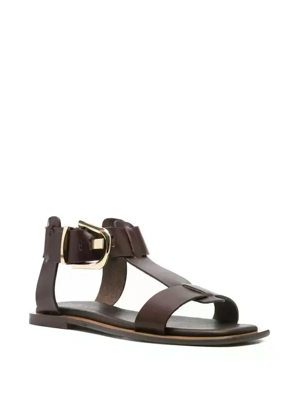 BIBI LOU Buckle Leather Sandals - Brown