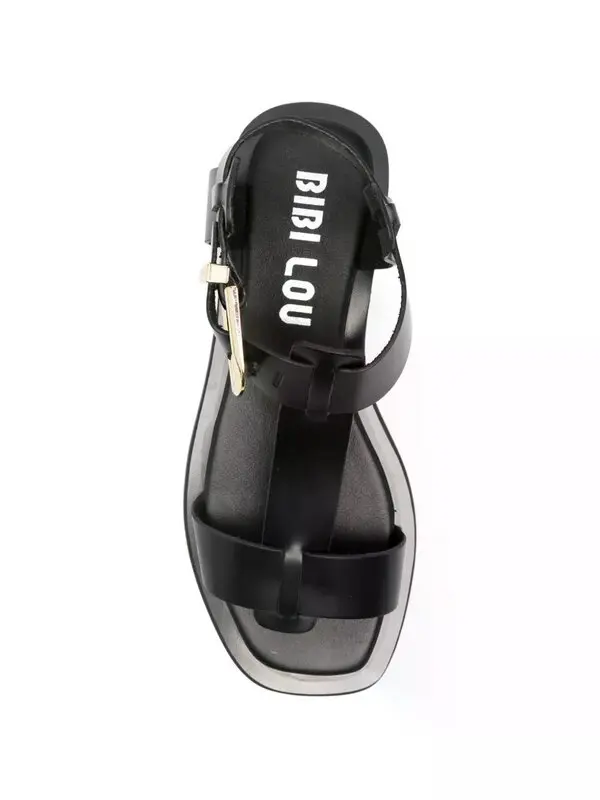 BIBI LOU Leather Buckle Sandals - Black