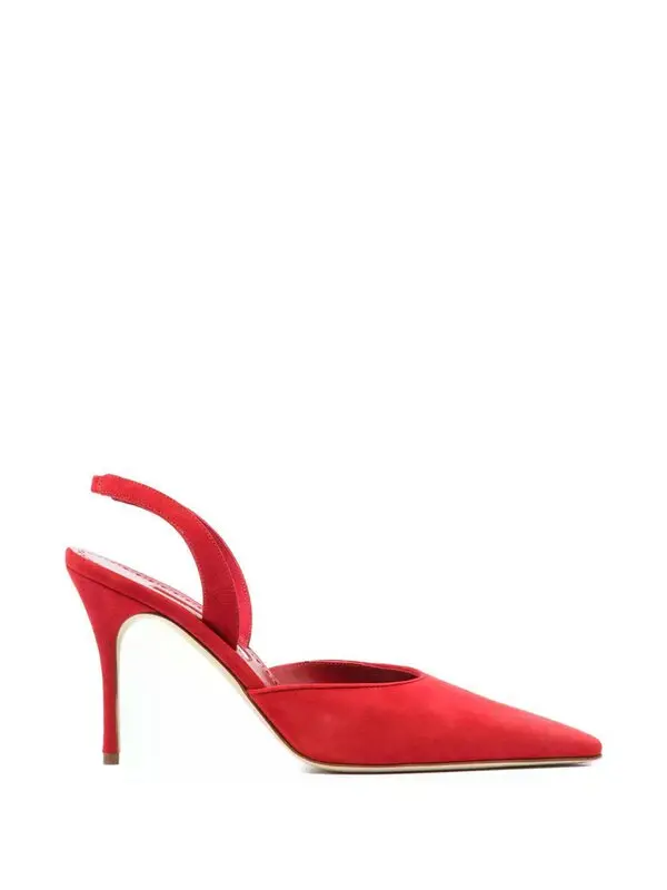 Manolo Blahnik Suede Slingback Pumps - Red