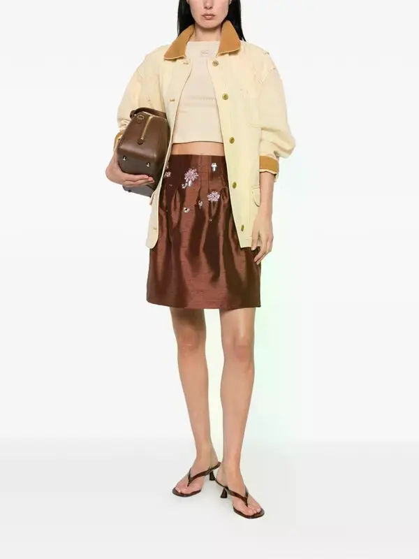 SHUSHU/TONG Floral Embellished Pleated Skirt