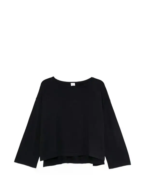 C.T.PLAGE Boat Neck Long Sleeve Sweater - Black