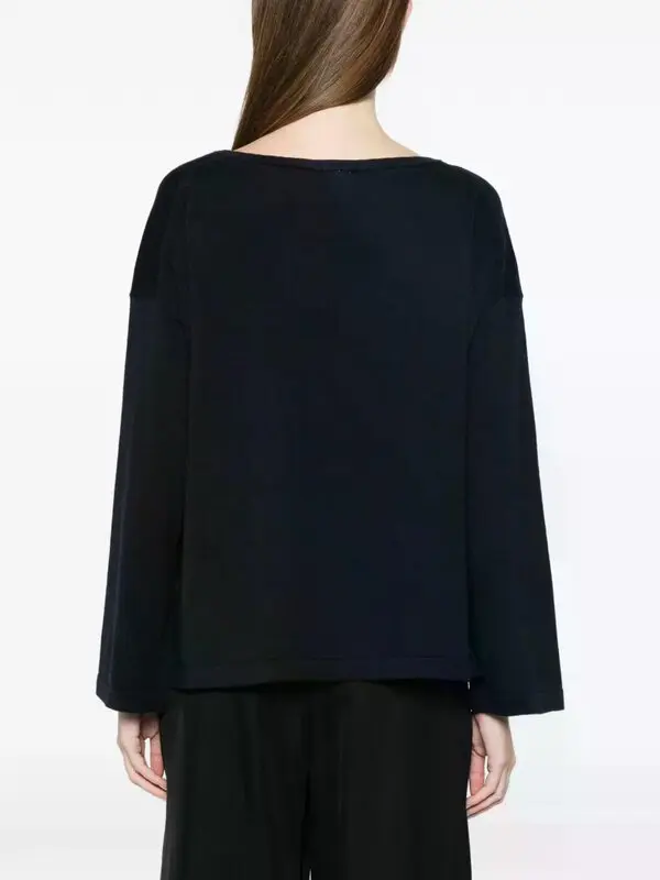C.T.PLAGE Boat Neck Long Sleeve Sweater - Black