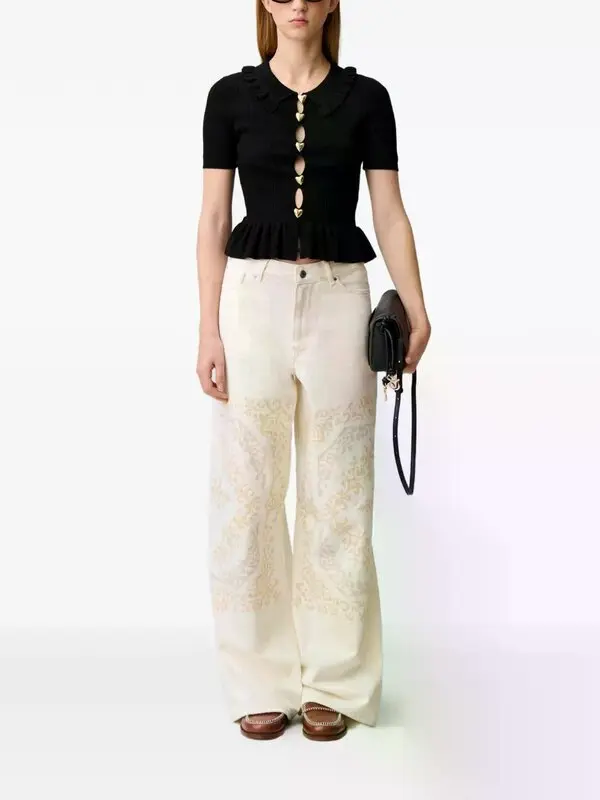 Claudie Pierlot Open-work Heart Button Knit Top