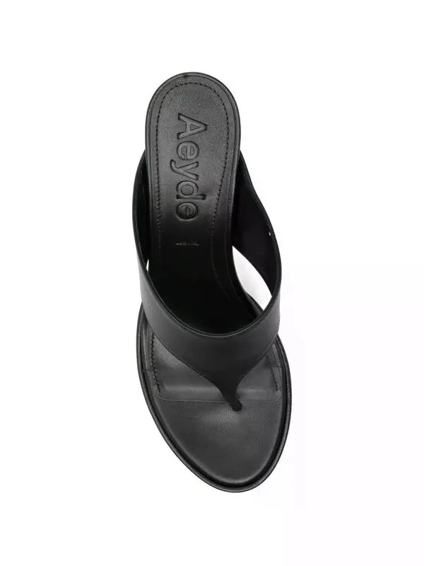 AeydĒ Olenna Leather Heel Sandals - Black