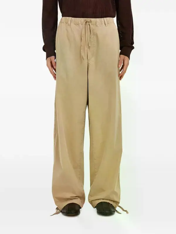 FERRAGAMO Baggy Cotton Canvas Trousers With Silk Blend