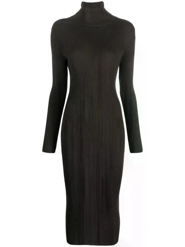 P.a.r.o.s.h Ribbed-knit Roll-neck Midi Dress