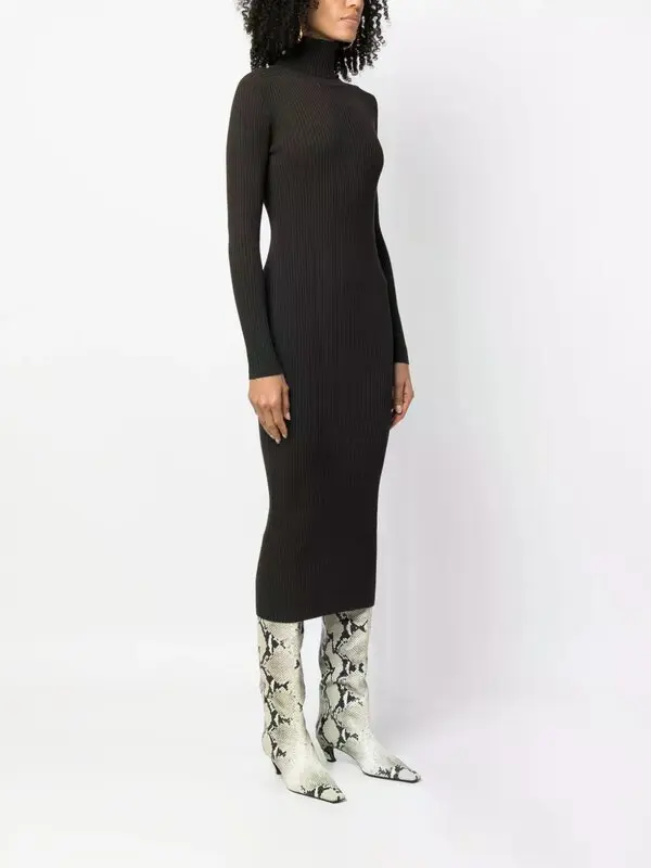 P.a.r.o.s.h Ribbed-knit Roll-neck Midi Dress