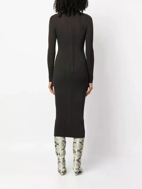 P.a.r.o.s.h Ribbed-knit Roll-neck Midi Dress