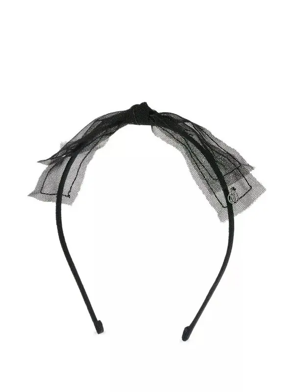 MAISON MICHEL Oversize Bow Tulle Headband - Black