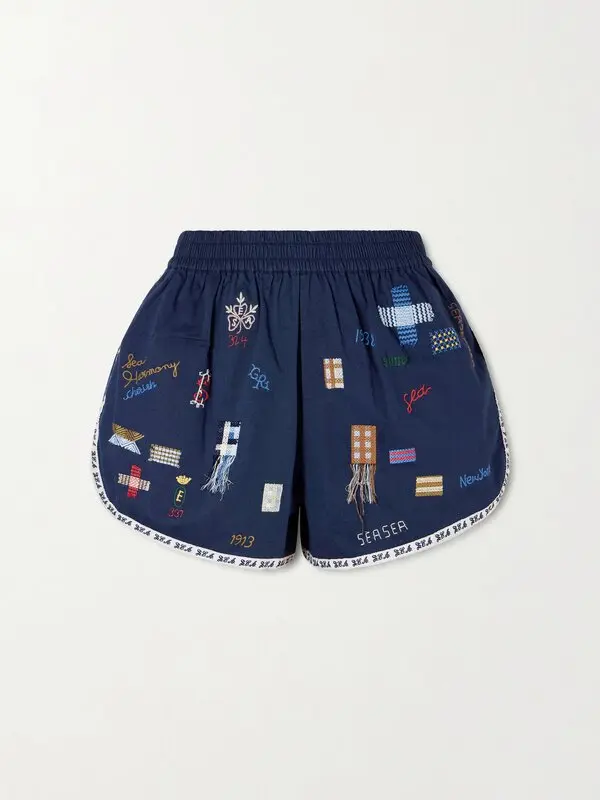 Sea Claira Embroidered Cotton Shorts