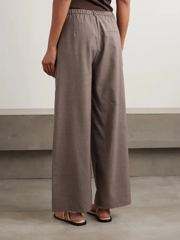 DEIJI STUDIOS Pleated Pinstriped Wool-twill Wide-leg Pants - Gray