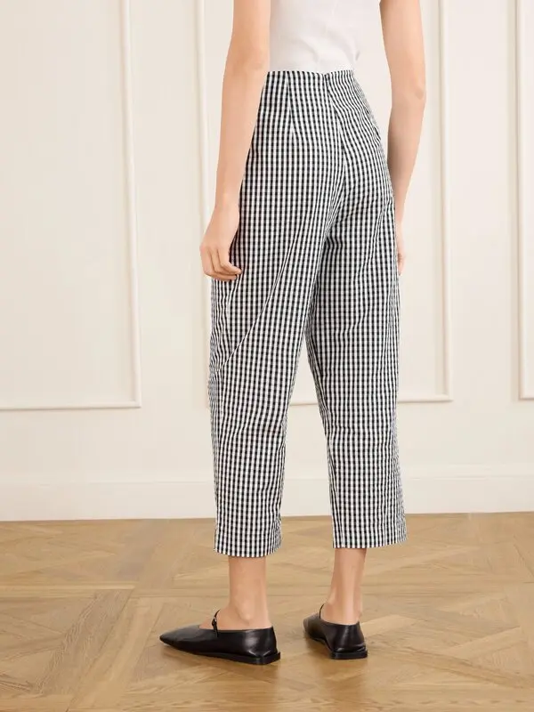 Faithfull The Brand Claudine Checked Cotton Capri Pants - Black