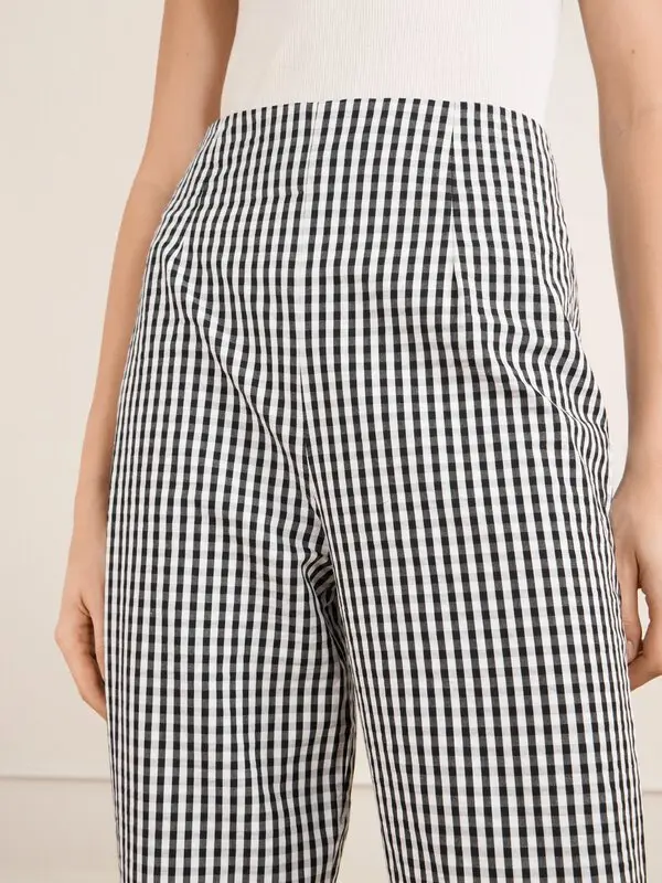 Faithfull The Brand Claudine Checked Cotton Capri Pants - Black