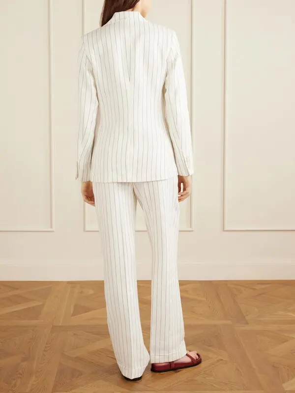 Polo Ralph Lauren Pinstriped Hemp Single-breasted Blazer