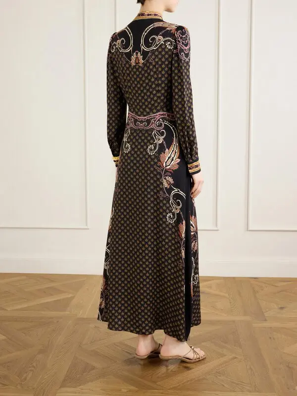 Etro Paisley Printed Satin Midi Dress