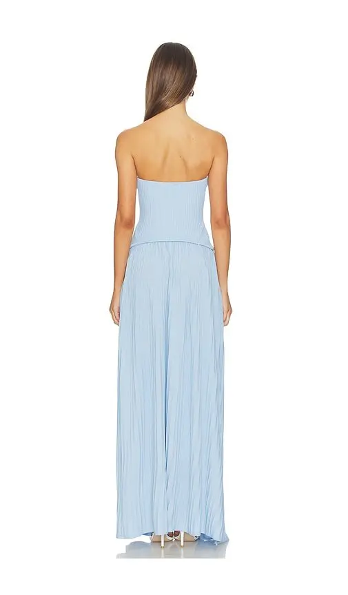 Solid & Striped Strapless Pleated Maxi Dress - Blue