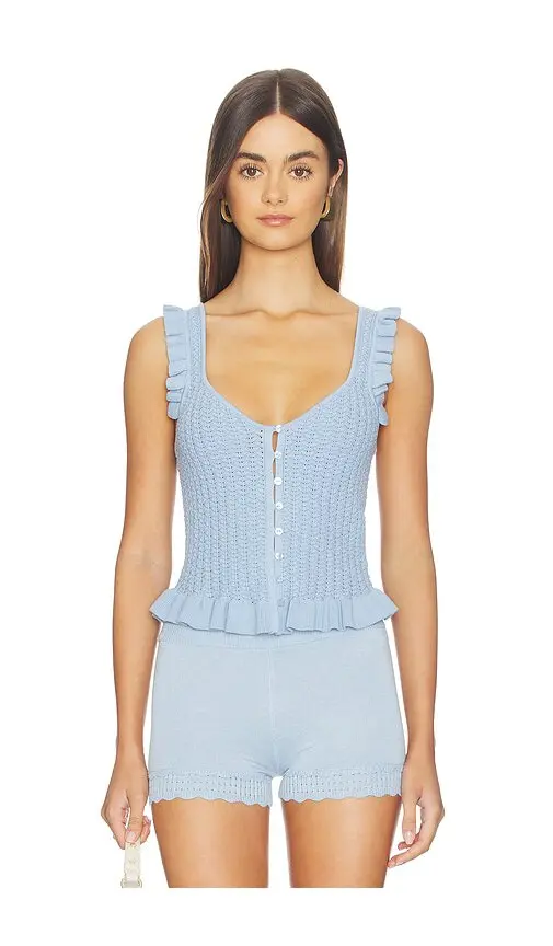 Majorelle Ruffled Knit Tank - Blue