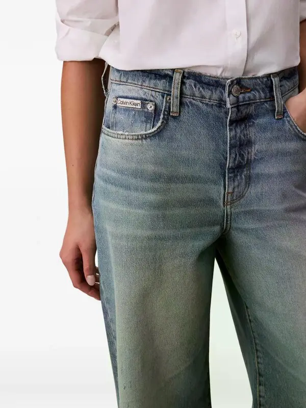 Calvin Klein Distressed Wide-leg Jeans