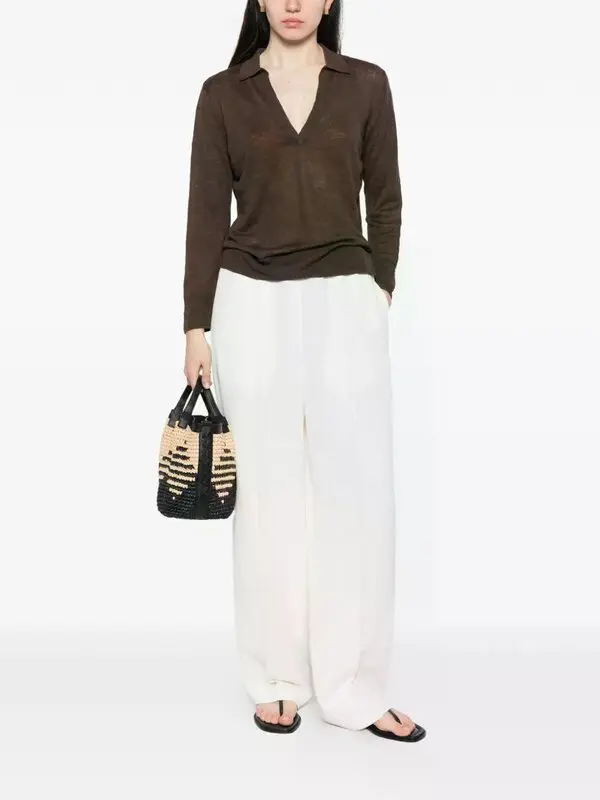 Majestic Filatures V-neck Collared Knit With Side Slits