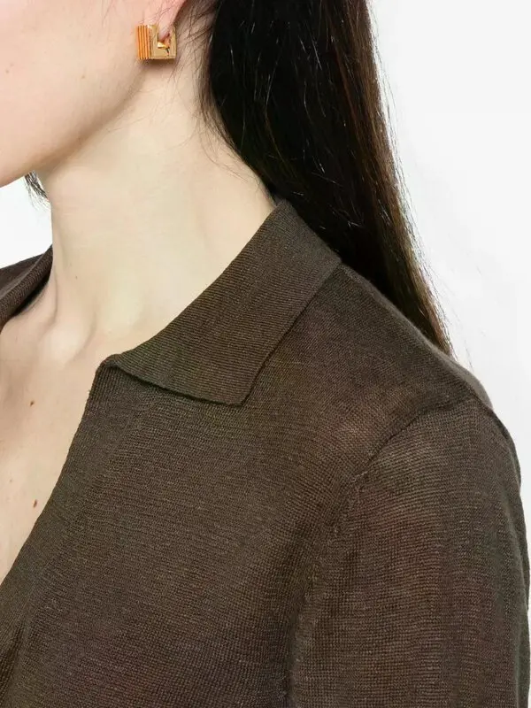 Majestic Filatures V-neck Collared Knit With Side Slits