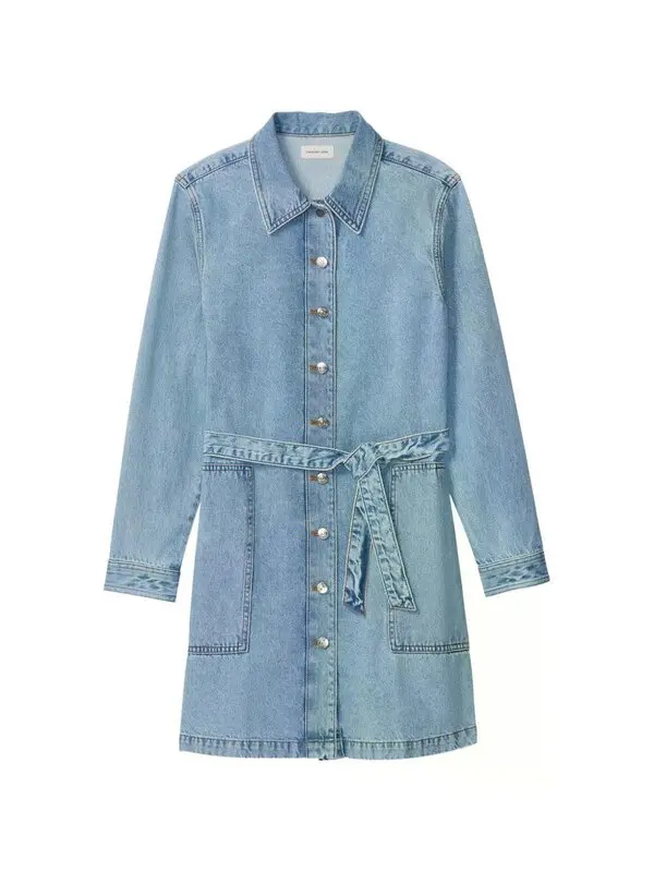 Calvin Klein Belted Buttoned Mini Dress - Blue