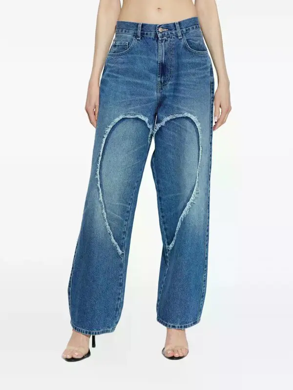CARNE BOLLENTE Heart Detail Ripped Effect Jeans