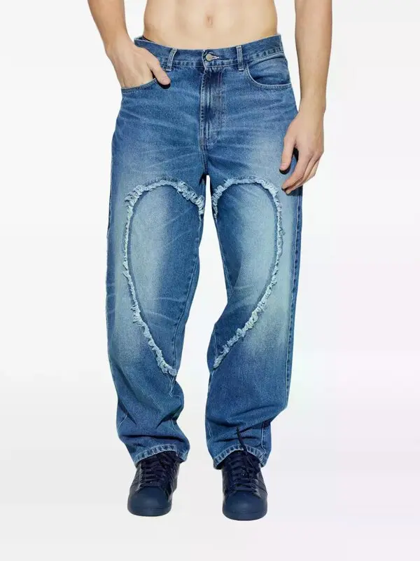 CARNE BOLLENTE Heart Detail Ripped Effect Jeans