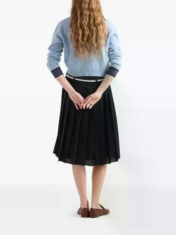 Prada Cashmere Crew Neck Sweater With Striped Cuffs