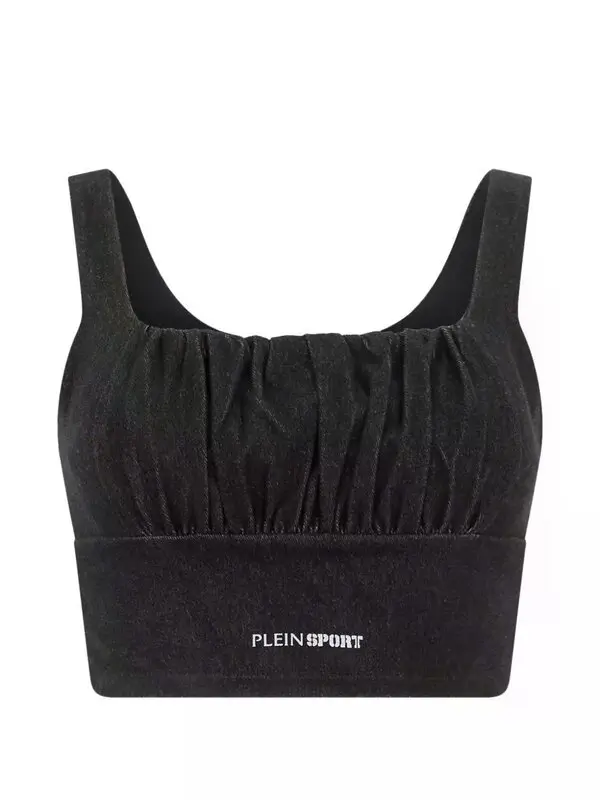 PLEIN SPORT Logo-print Cropped Top - Black