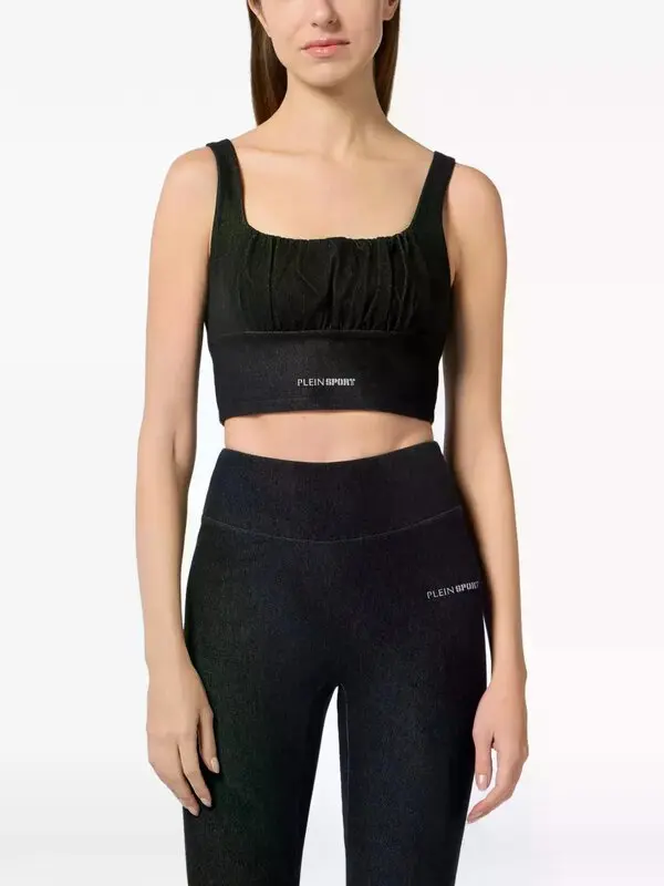 PLEIN SPORT Logo-print Cropped Top - Black