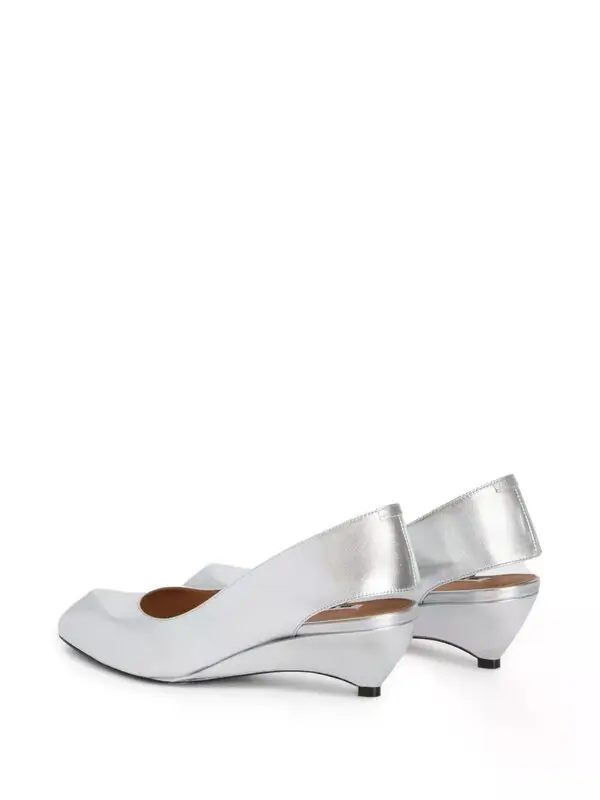 JIL SANDER Tone Laminated Leather Slingback Pumps - Silver