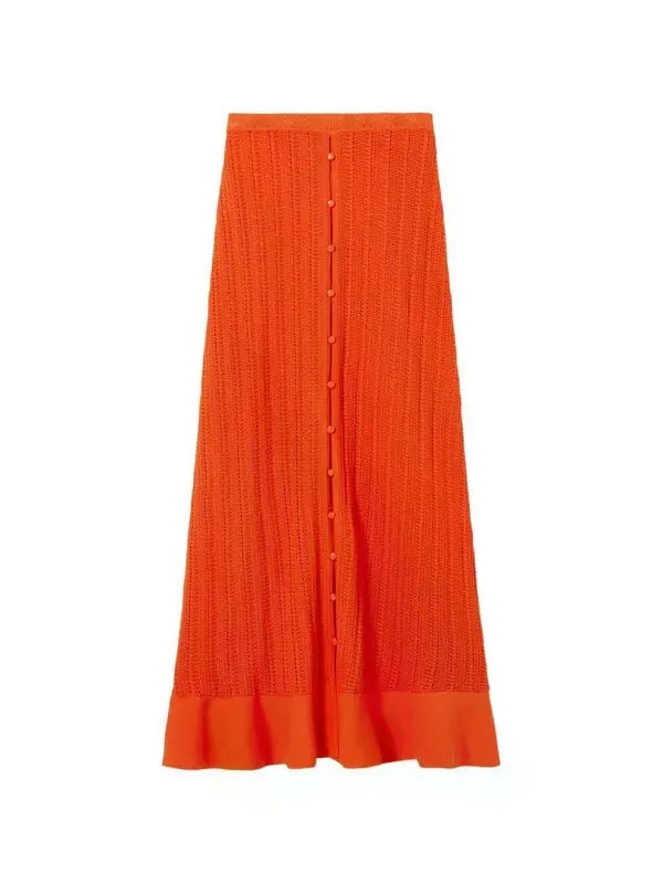 Claudie Pierlot Knitted Button-front Maxi Skirt - Orange