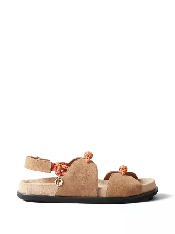 Claudie Pierlot Braided Charm Suede Sandals - Neutrals