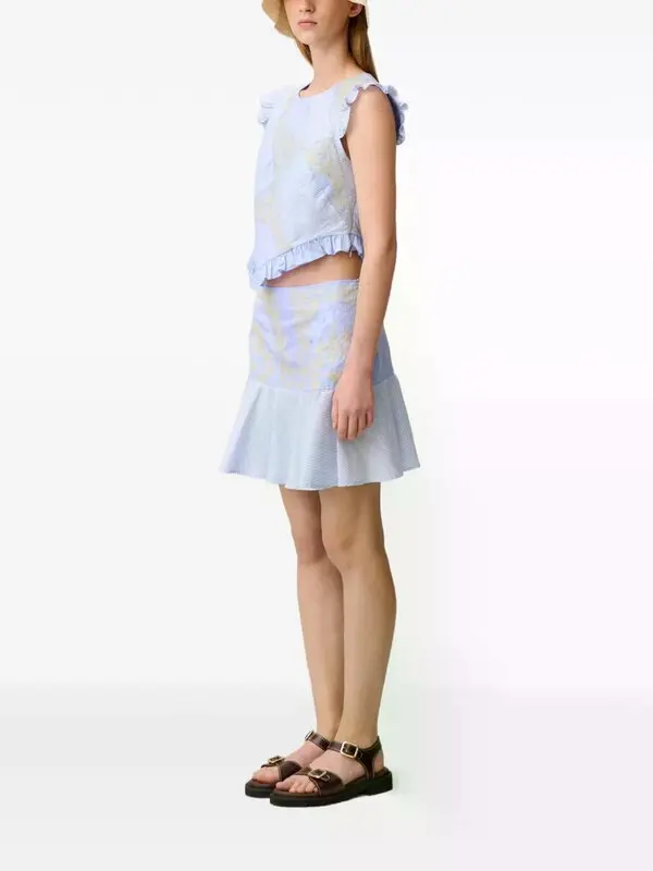 Claudie Pierlot Embroidered Ruffle Top