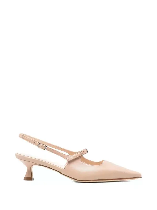 ANNA F. Pointed-toe Leather Slingback Pumps