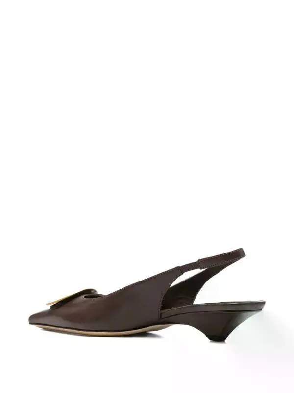VIC MATIE Pointed-toe Leather Slingback Pumps - Brown