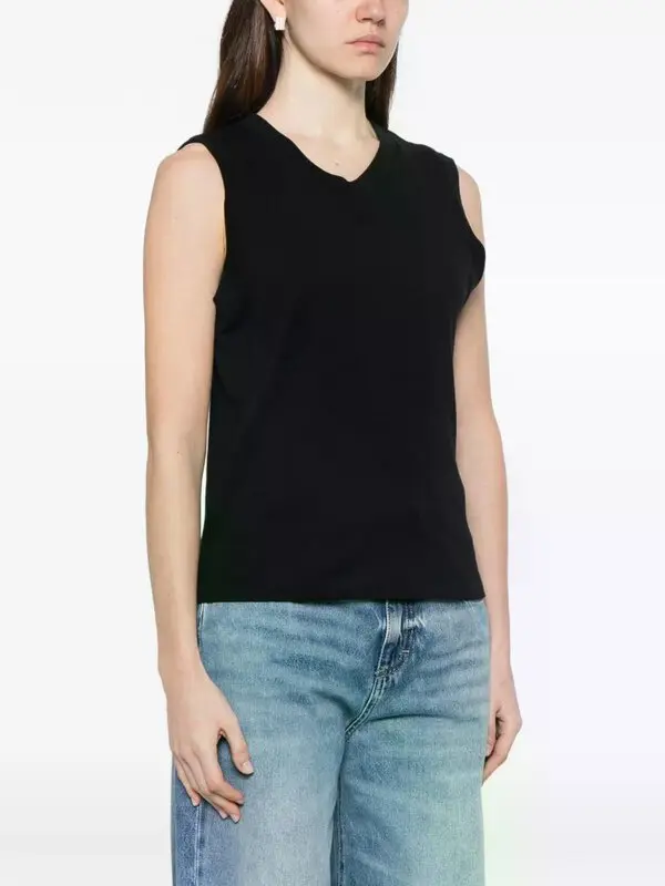 Vince V-neck Sleeveless Tank Top - Black