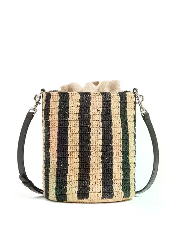 Valentino Garavani Small Striped Raffia Bucket Bag