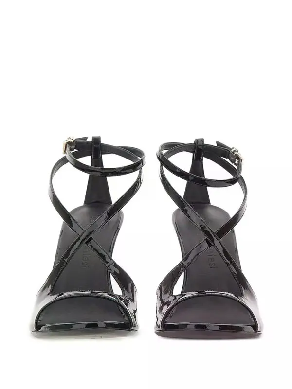 SERGIO LEVANTESI Patent Crossed-strap Heeled Sandals
