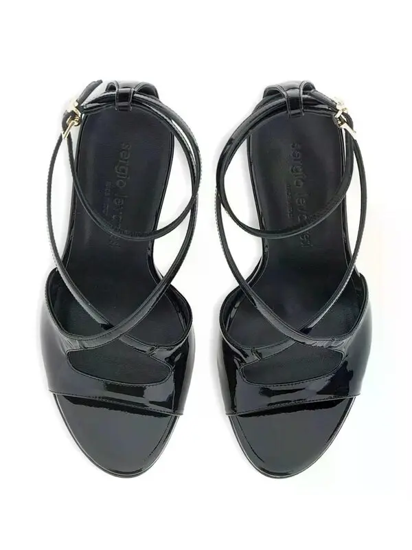 SERGIO LEVANTESI Patent Crossed-strap Heeled Sandals