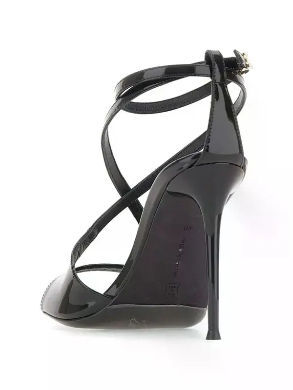 SERGIO LEVANTESI Patent Crossed-strap Heeled Sandals