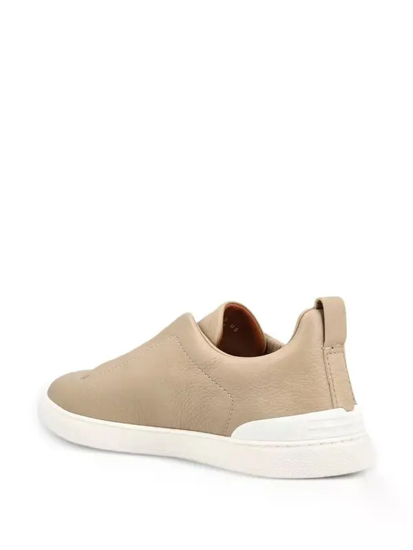 Zegna Slip-on Leather Sneakers - Neutrals