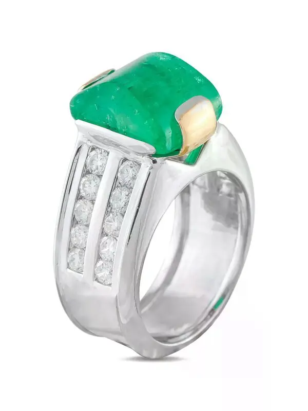 LB EXCLUSIVE Emerald And Diamond Ring - Silver