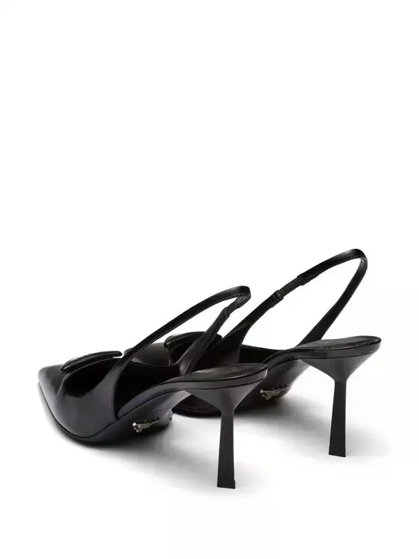 Prada 75mm Triangle-logo Slingback Pumps - Black