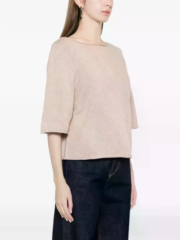 ALLUDE Boat Neck Ribbed Knit Top - Neutrals