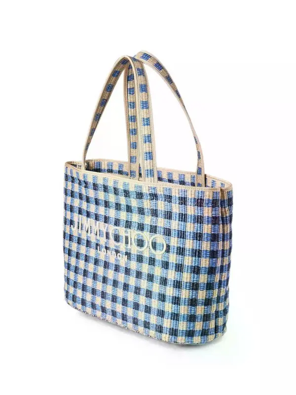 JIMMY CHOO East/west Beach Tote Bag In Raffia - Blue