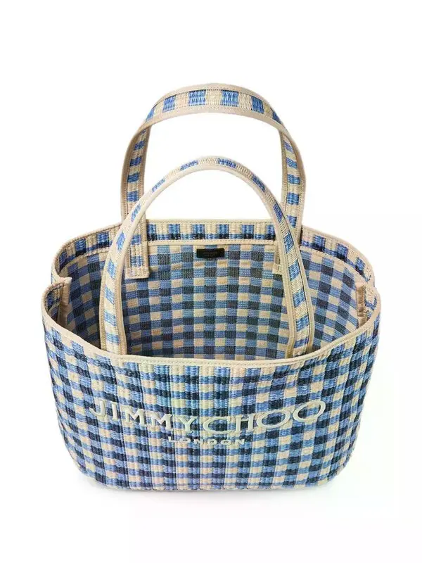 JIMMY CHOO East/west Beach Tote Bag In Raffia - Blue