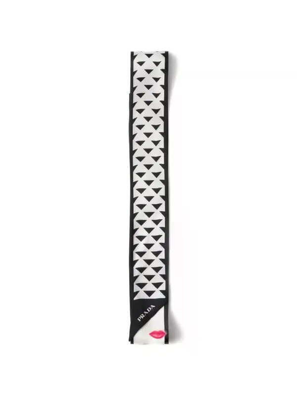 Prada Printed Silk Twill Skinny Scarf