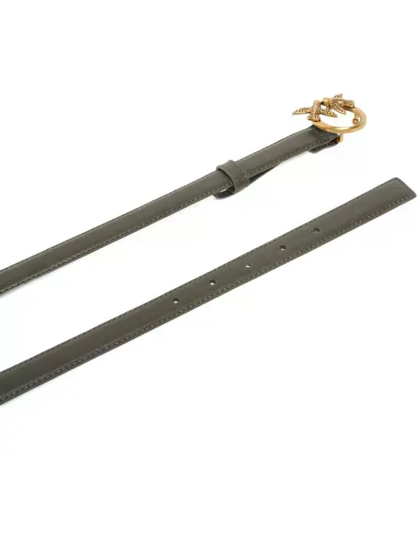 Pinko Love Birds Diamond Cut Thin Leather Belt - Green